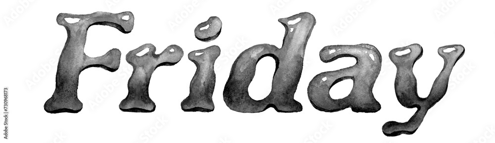 Cursive Friday Inscription. Friday Word outline on transparent ...