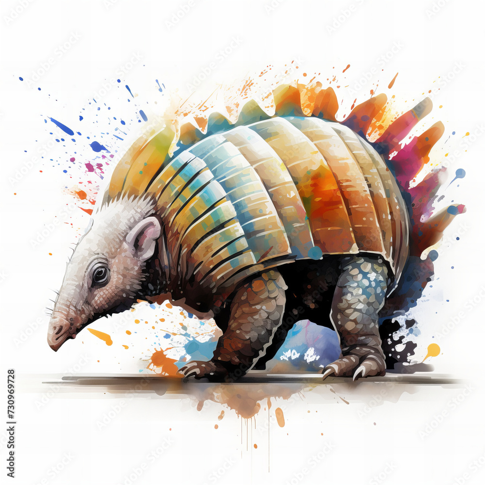 Vibrant Watercolor Armadillo Artwork - Creative Splatter Paint ...
