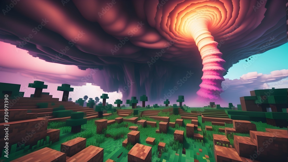 Minecraft inspired colorful tornado. Minecraft style texture. Minecraft ...