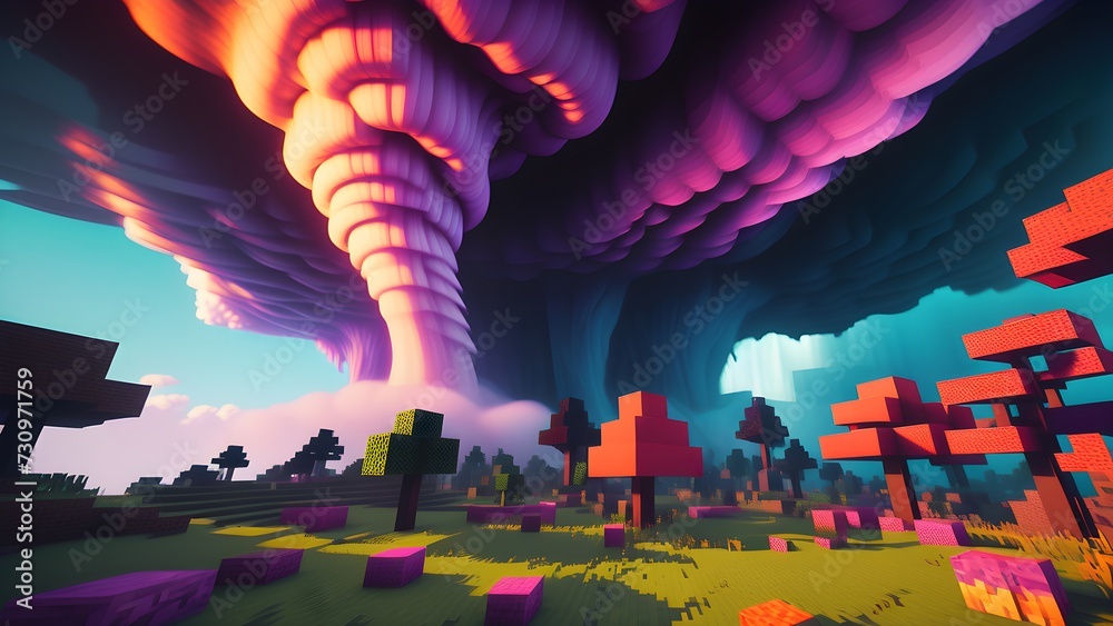 Minecraft inspired colorful tornado. Minecraft style texture. Minecraft ...