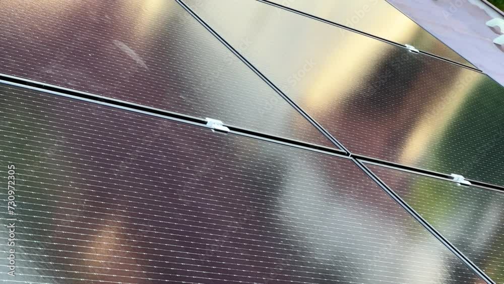 Solar photovoltaic panel system on modern house rooftop. Solar ...