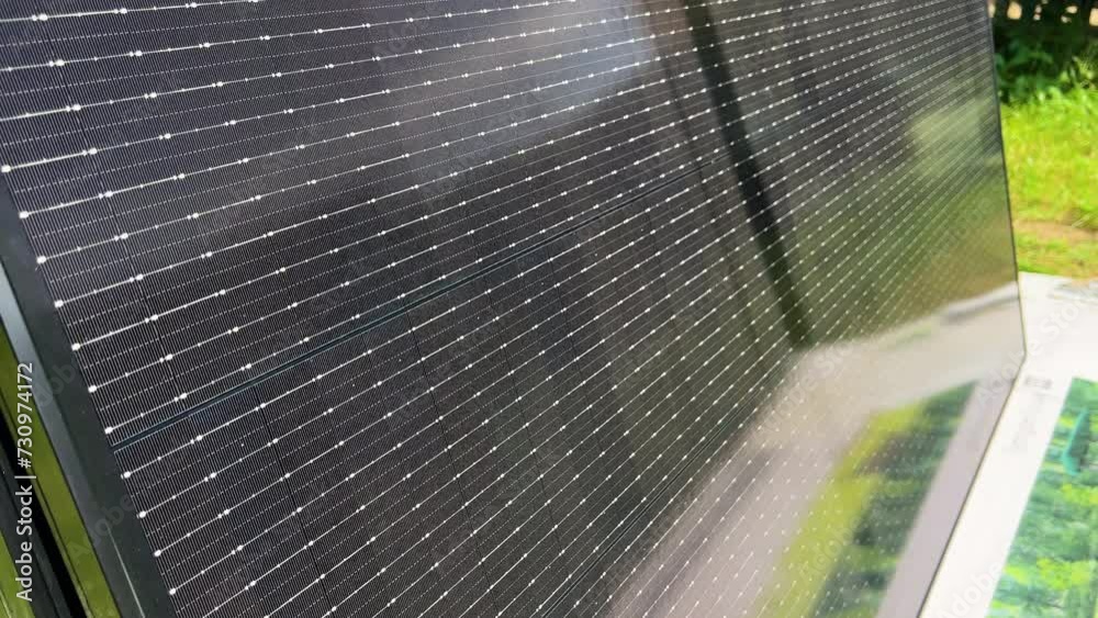 Close-up new solar panels ready for installation. Renewable energy ...