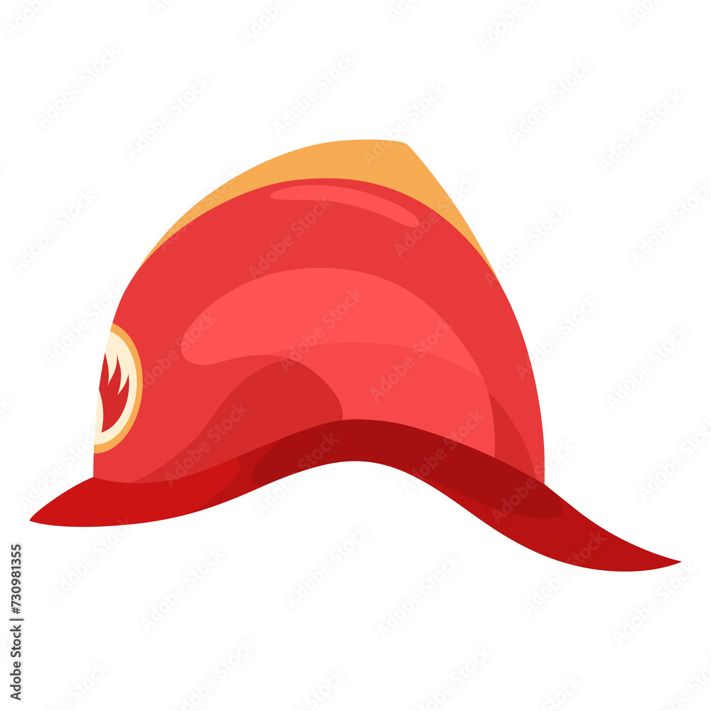 Fireman helmet icon, side view. Hat of firefighter with metal emblemsor ...