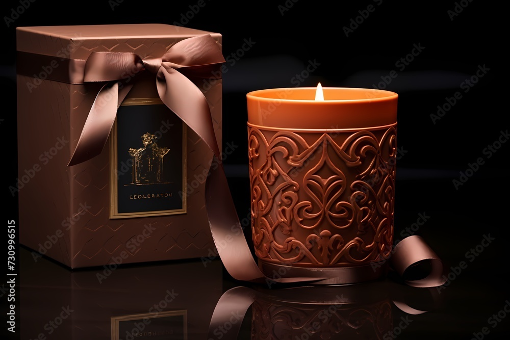 A rich chocolate-scented candle emblem marked by a decadent "J" in warm ...