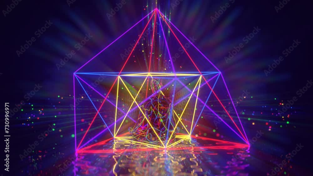 looped 3d animation of the astral energy vortex of a meditating saint ...