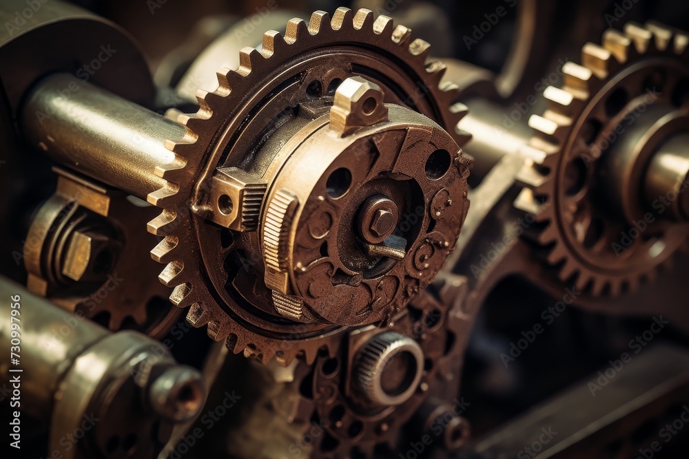 Close-up of a Ratchet Mechanism in an Industrial Setting, Highlighting ...