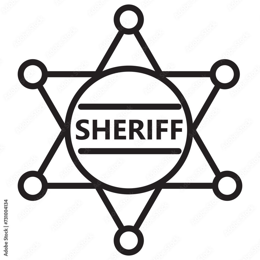 Sheriff's star. Glossy sheriff badge.Sheriff wild west.Doodle sketch ...