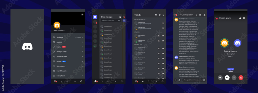 Discord Social media interface. Discord mobile application from ...