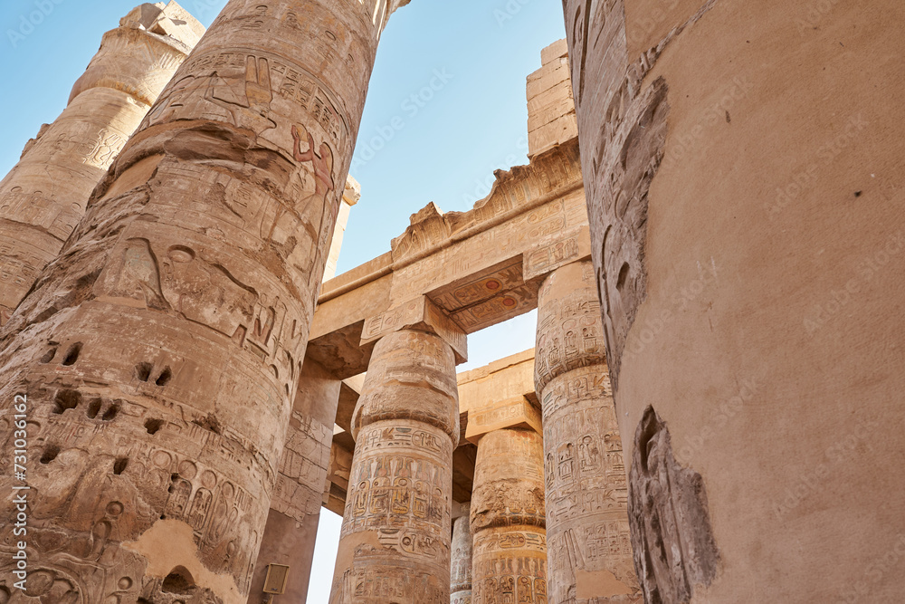 Famous ancient Karnak Temple complex, Luxor, Egypt. Ancient ruins of ...