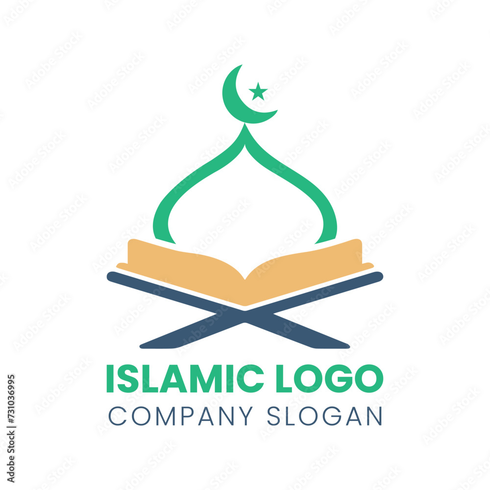 Islamic logo template, Ribbon islamic dome palace logo design template ...