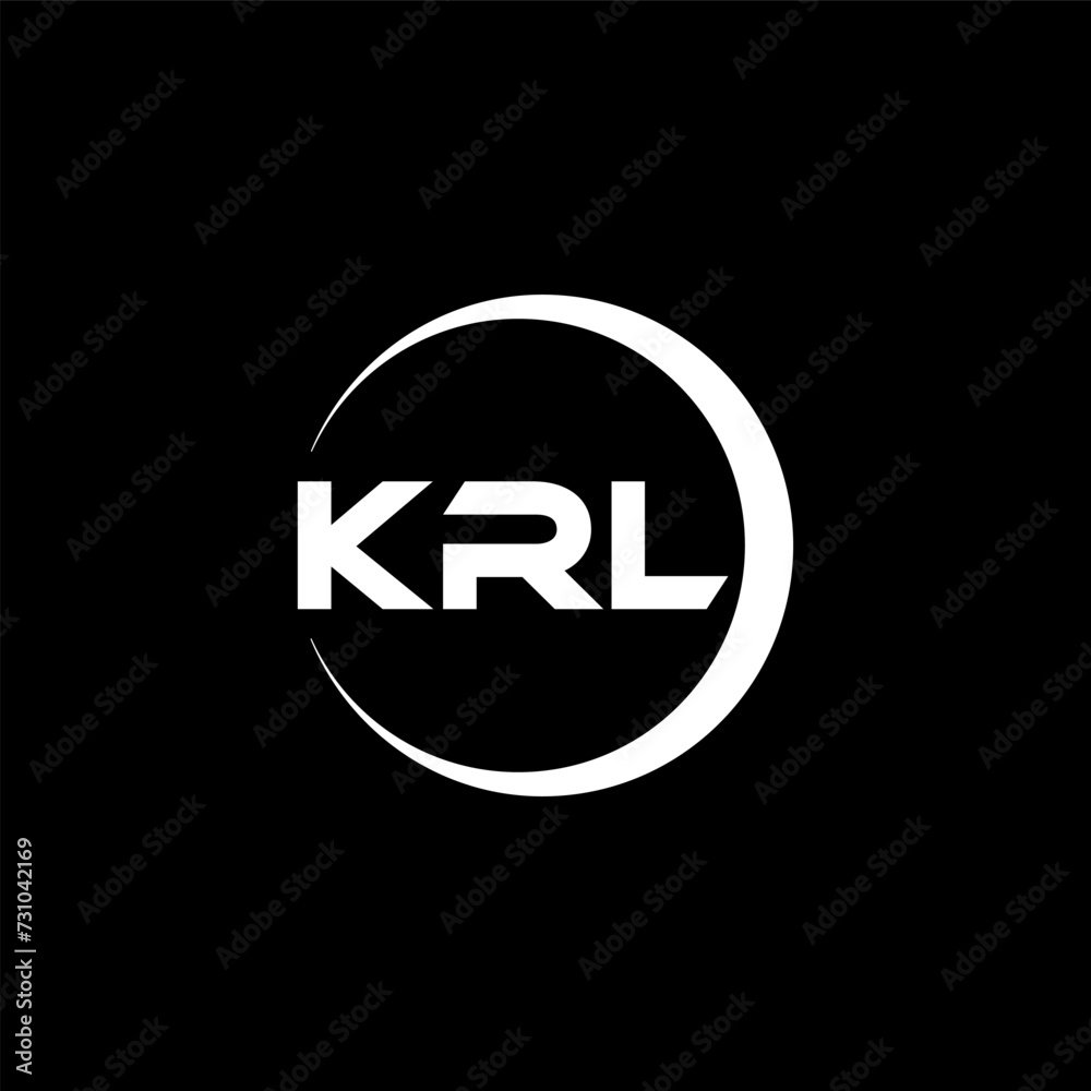 KRL letter logo design with black background in illustrator, cube logo ...