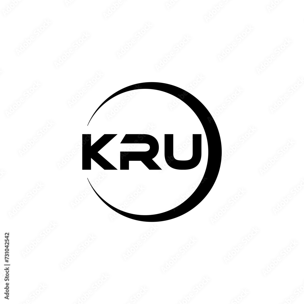 KRU letter logo design with white background in illustrator, cube logo ...