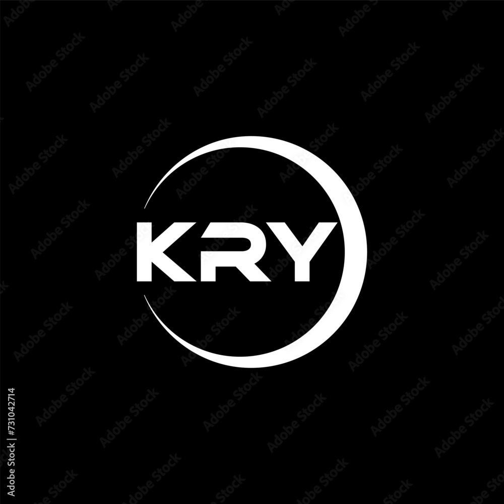 KRY letter logo design with black background in illustrator, cube logo ...