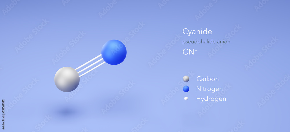 Cyanide Molecule Molecular Structures Cyanide Ion 3d Model Structural Chemical Formula And