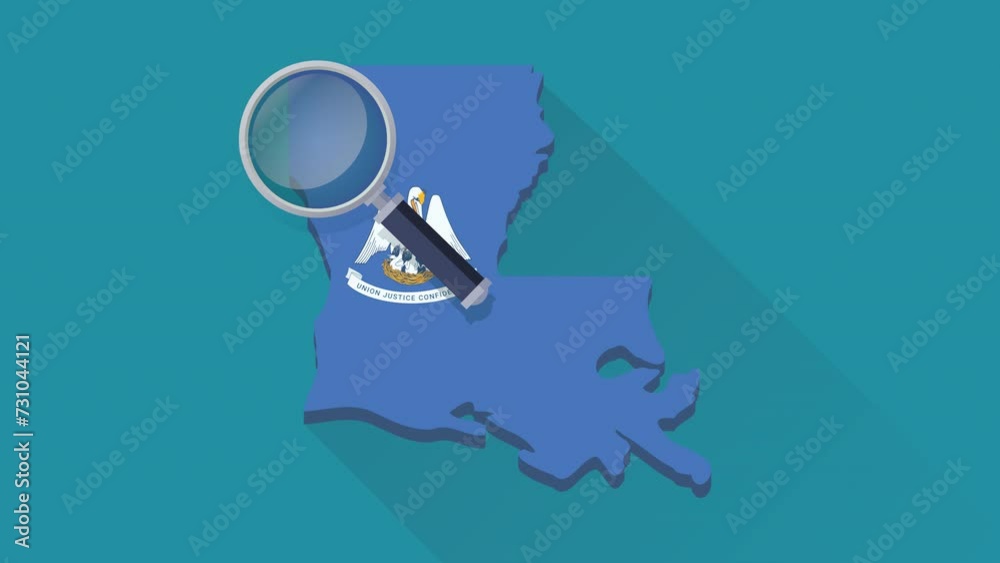 Loop animation of a magnifying glass looking over the 3D map of ...