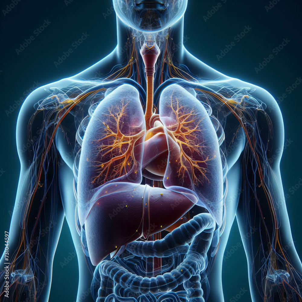 3D render of lungs in high quality, HD, 4K, anatomical model, medical ...