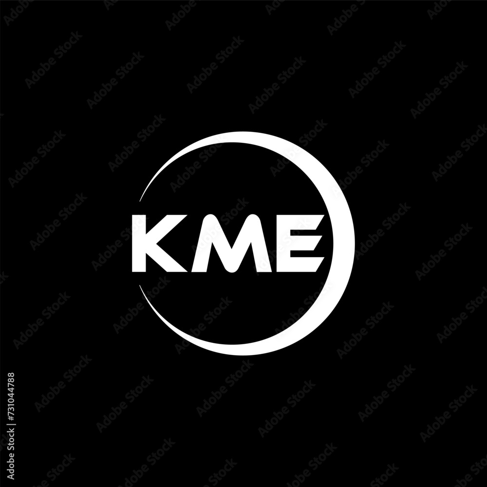 KME letter logo design with black background in illustrator, cube logo ...