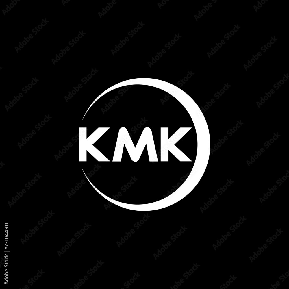 KMK letter logo design with black background in illustrator, cube logo ...