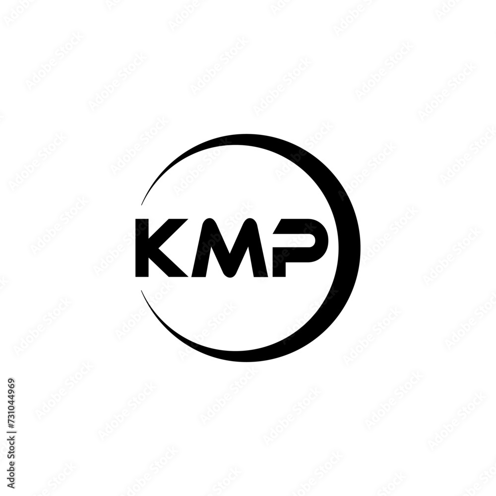 KMP letter logo design with white background in illustrator, cube logo ...