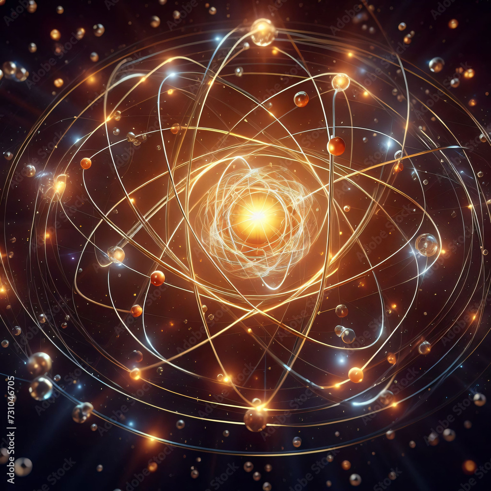 3d model of an atom with nucleus, electrons, protons, and neutrons ...