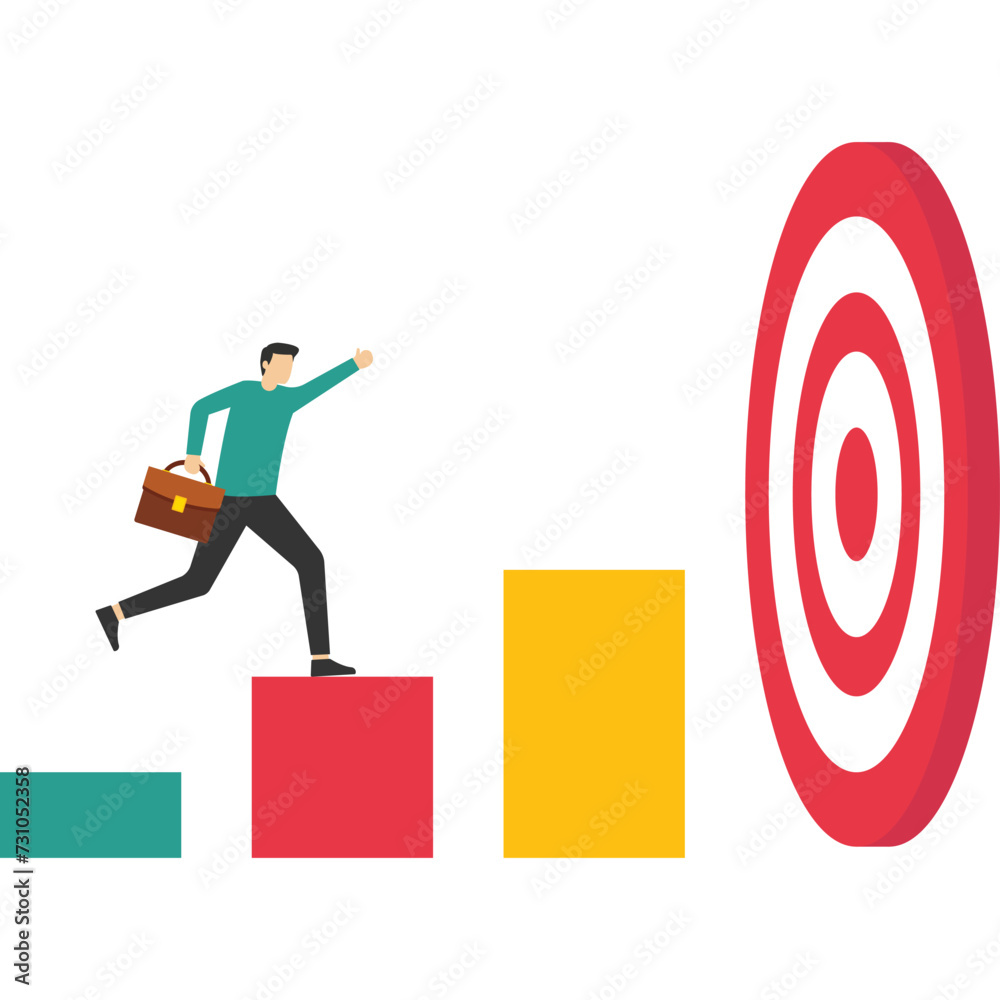 people running to their goal in the column, increase motivation ...