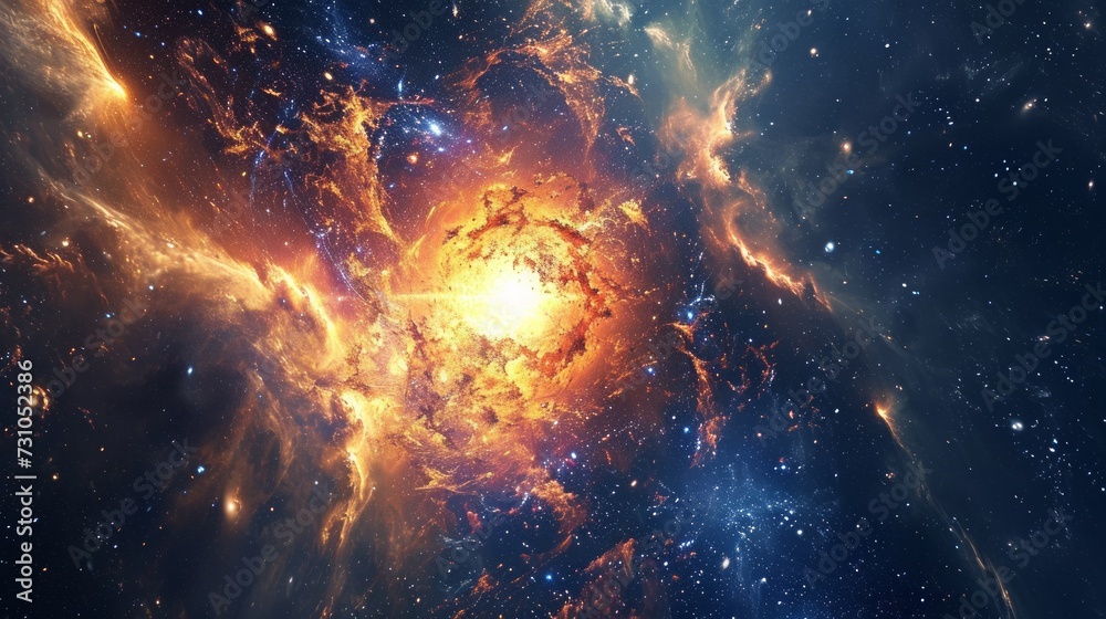 A digital illustration depicts the conceptual idea of a universe with ...