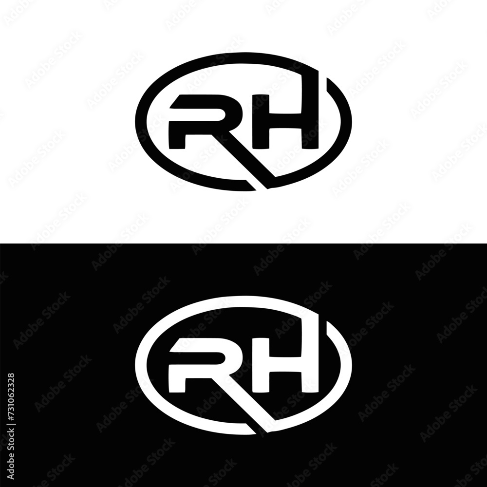 RH logo. RH set , R H design. White RH letter. RH, R H letter logo ...