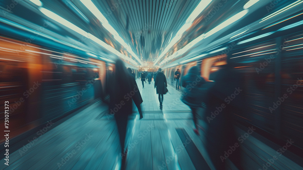 a typical cityscape, blurred, haste and haste, everyday life in the big ...