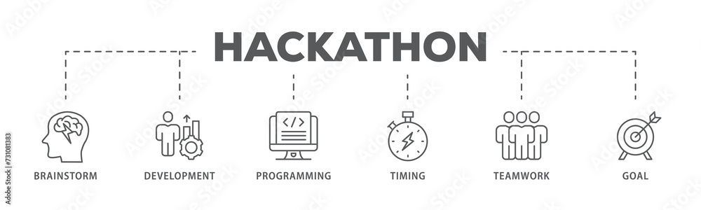 Hackathon banner web icon illustration concept for design sprint-like social coding event with ...