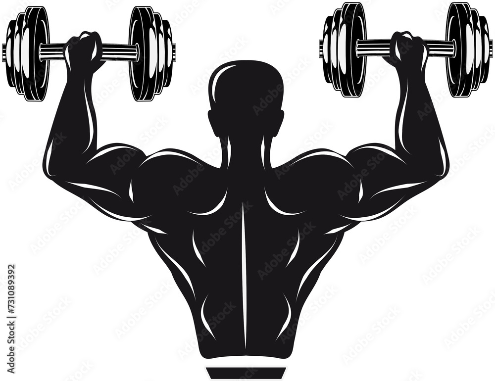 Hantel in der Hand - Bodybuilder mit Gewichte Stock Illustration ...