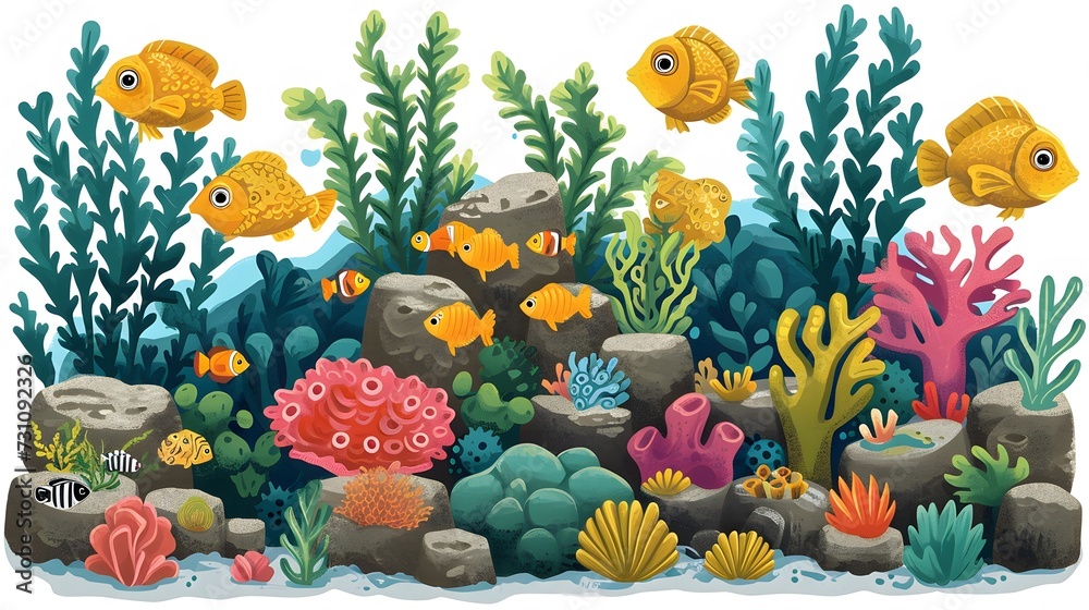 underwater clip art collection with marine life and ocean elements ...
