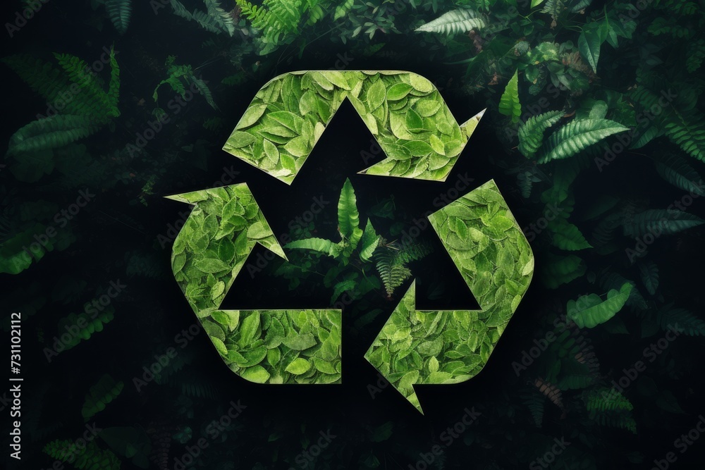 Recycling logo or symbol integrated into nature. The concept of ...
