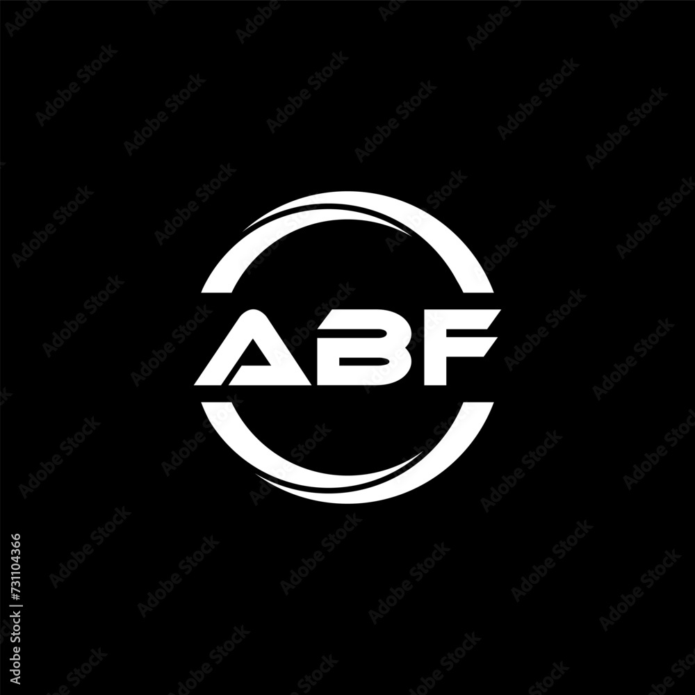 ABF letter logo design with black background in illustrator, cube logo ...