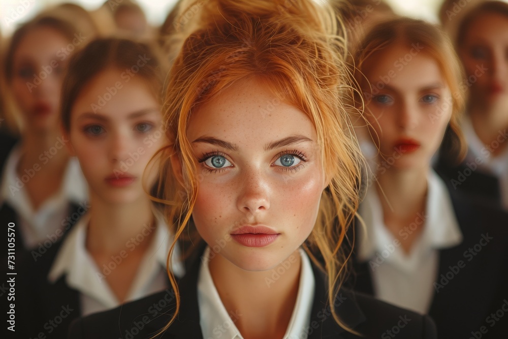 Confident and chic, a group of powerful women in sleek suits and ...