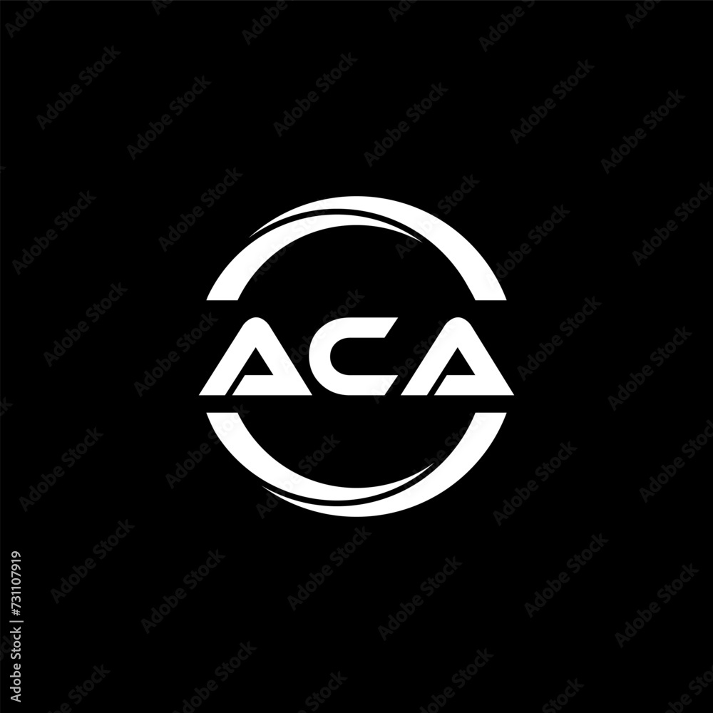 ACA letter logo design with black background in illustrator, cube logo ...
