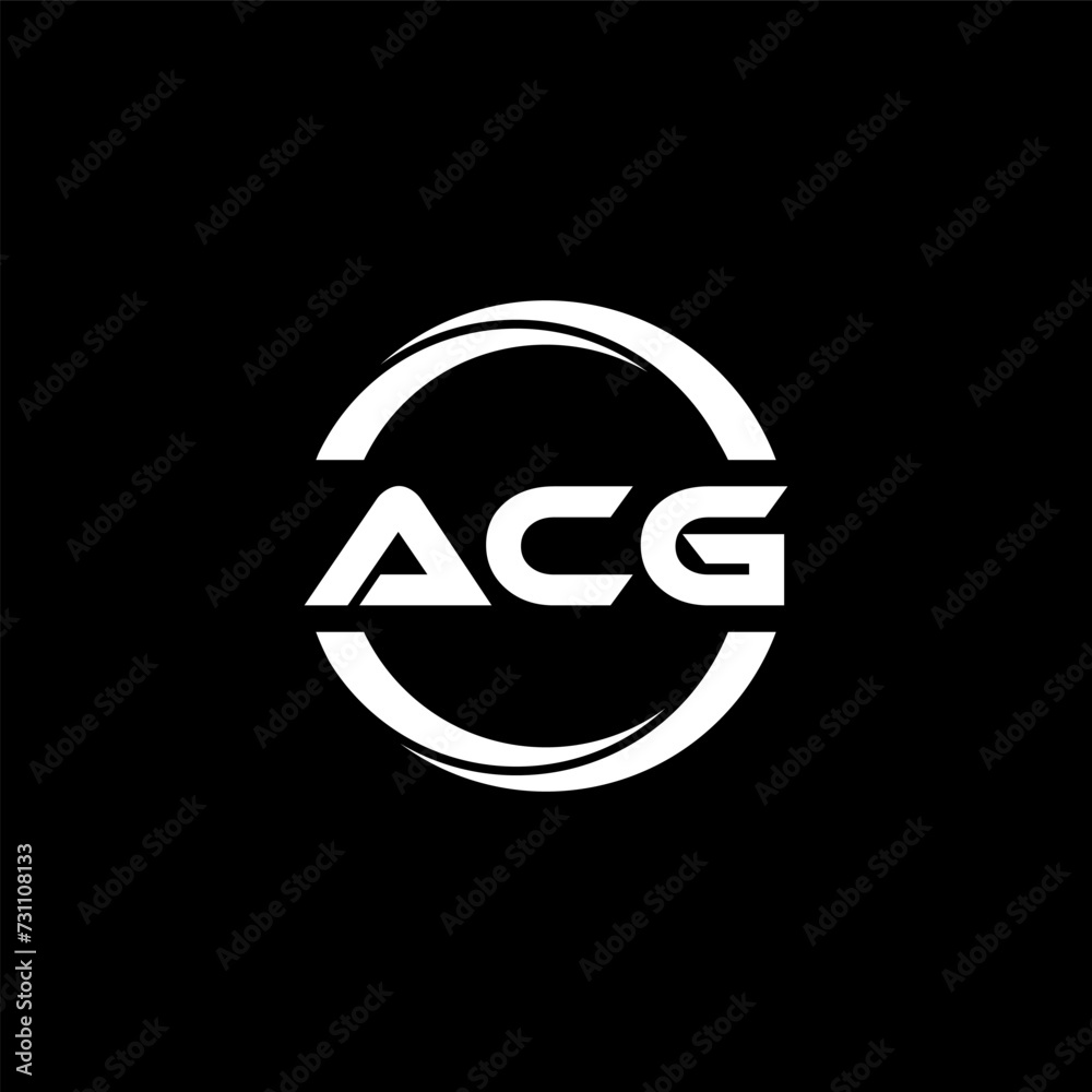 ACG letter logo design with black background in illustrator, cube logo ...