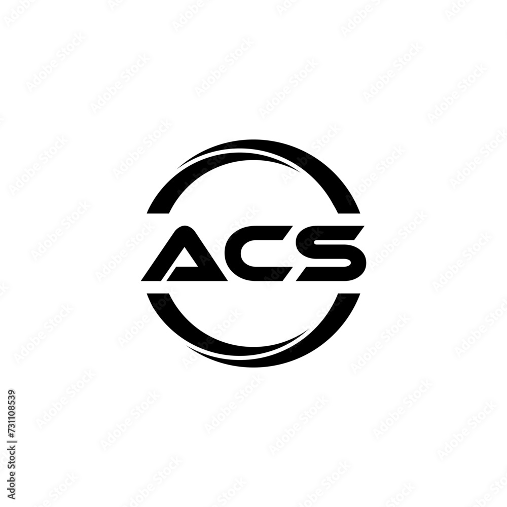 ACS letter logo design with white background in illustrator, cube logo ...