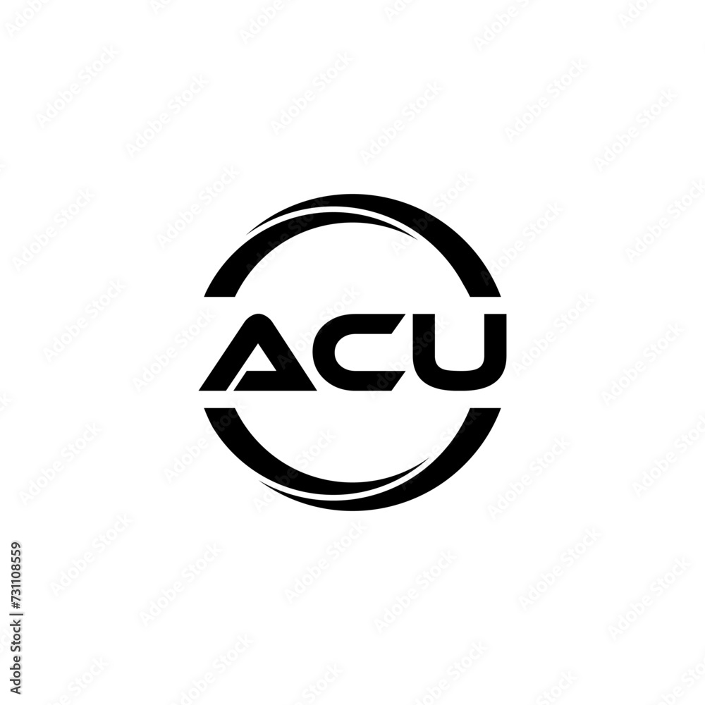 ACU letter logo design with white background in illustrator, cube logo ...