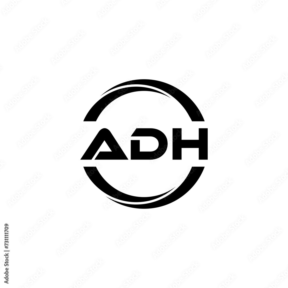 ADH letter logo design with white background in illustrator, cube logo ...