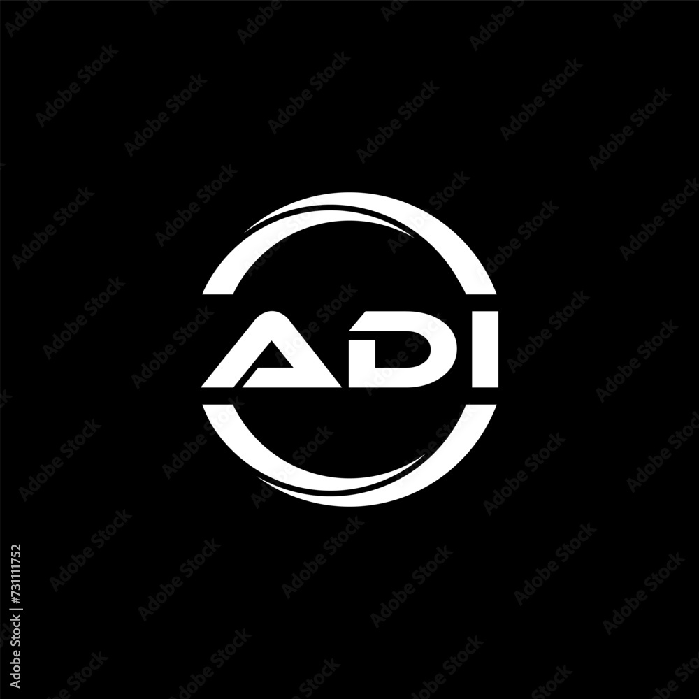 ADI letter logo design with black background in illustrator, cube logo ...
