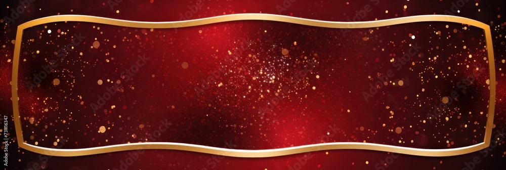ruby red golden blank frame background with confetti glitter and ...