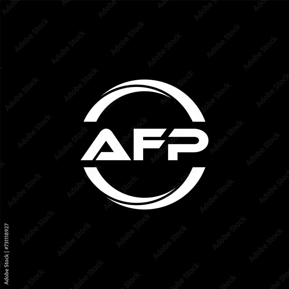 AFP letter logo design with black background in illustrator, cube logo ...