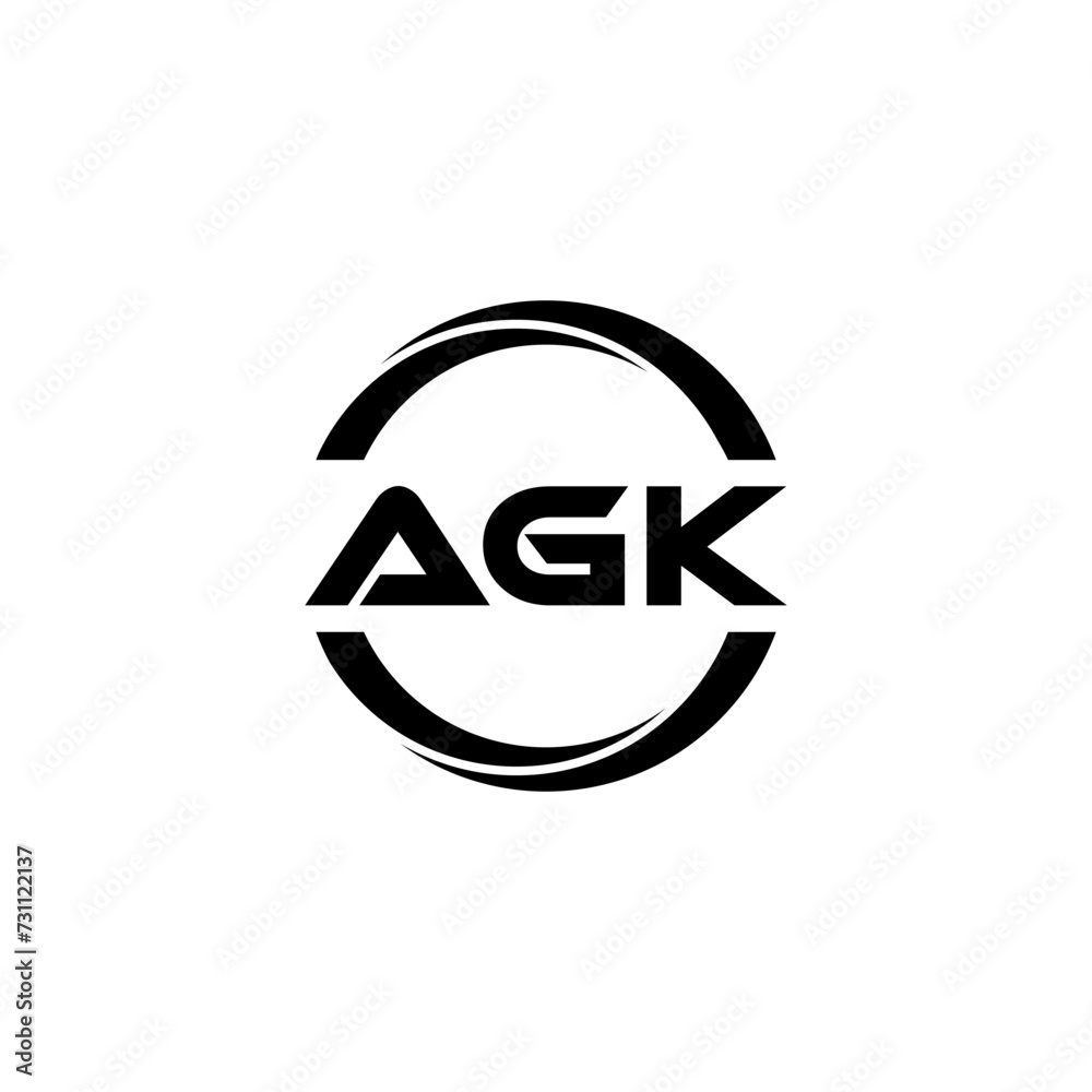 AGK letter logo design with white background in illustrator, cube logo ...