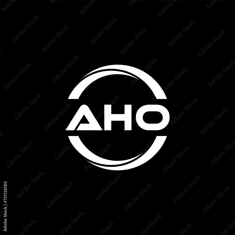 AHO letter logo design with black background in illustrator, cube logo ...