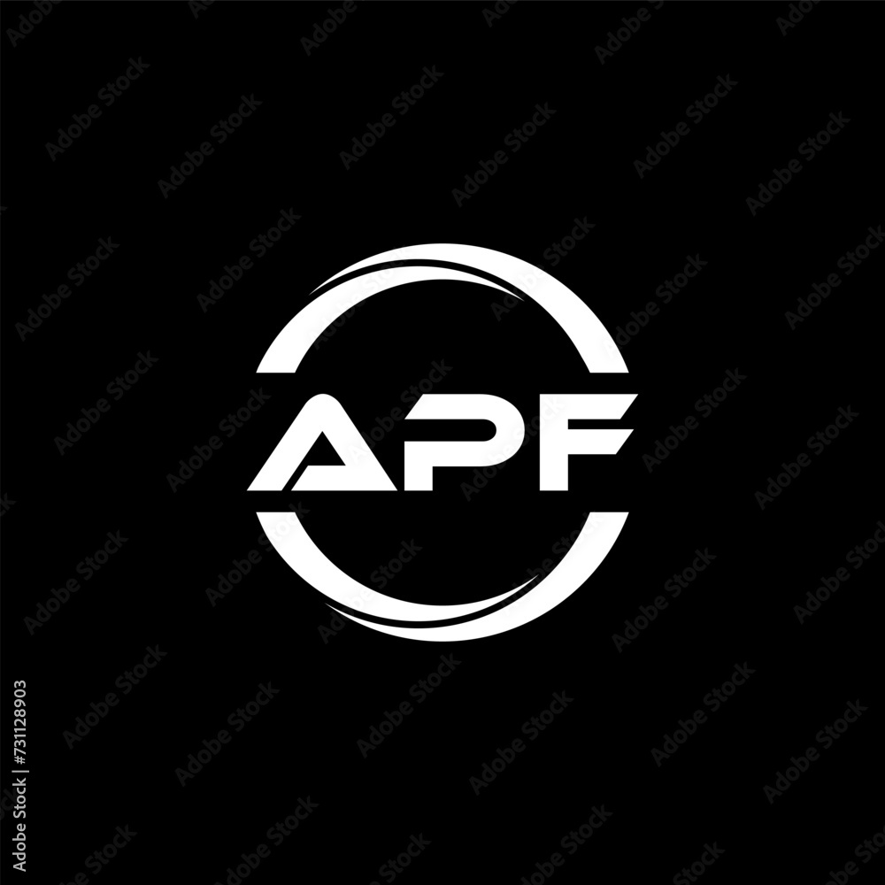 APF letter logo design with black background in illustrator, cube logo ...