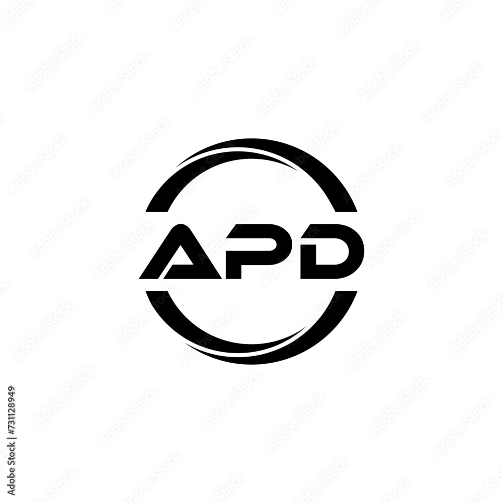 APD letter logo design with white background in illustrator, cube logo ...