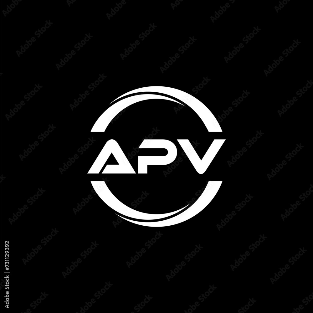 APV letter logo design with black background in illustrator, cube logo ...