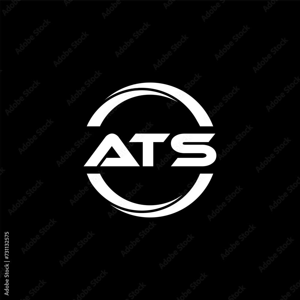 ATS letter logo design with black background in illustrator, cube logo ...