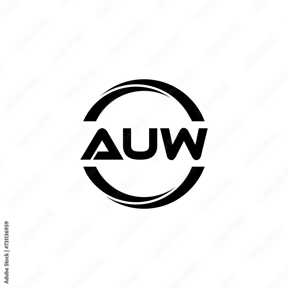 AUW letter logo design with white background in illustrator, cube logo ...