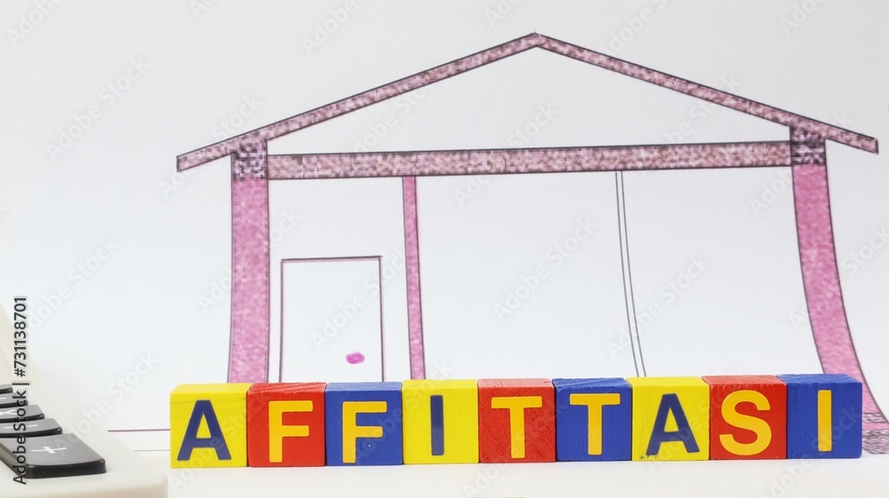 In affitto cartello scritto in studio sul tavolo da disegno della casa ...